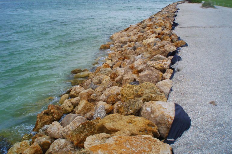 Rip-Rap protected shoreline bordering Gulf of Mexico. | Florida Marine ...