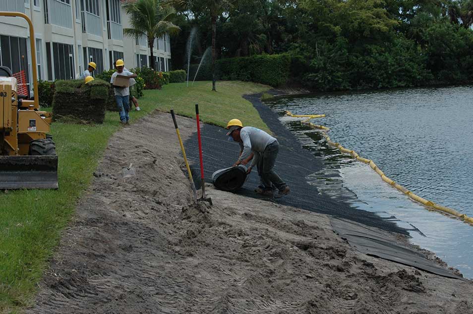 Rolling out TRM to incase in trench trough for stabilization. | Florida ...
