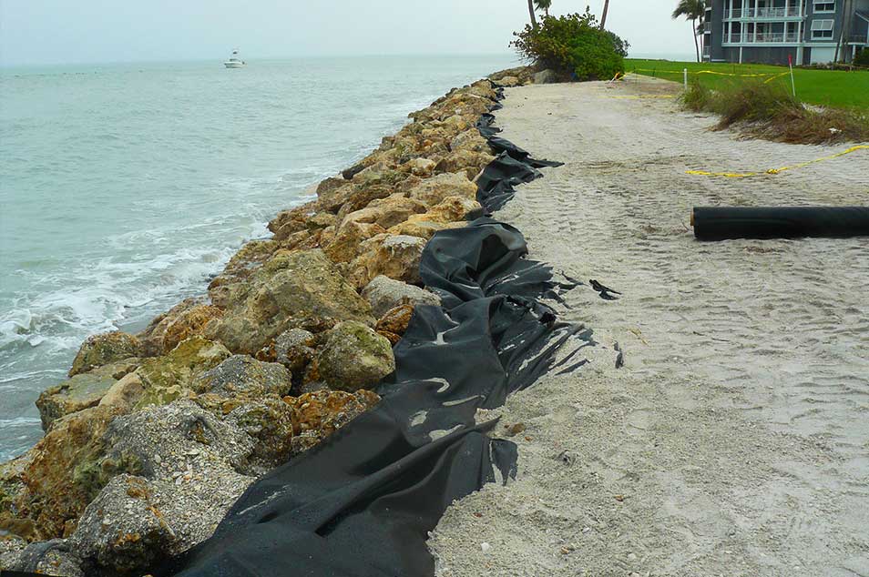 Rip-Rap installation to protect shoreline from Gulf of Mexico wave ...