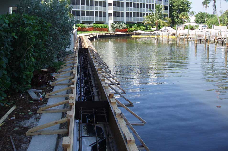 View of reinforcing steel placement within formworks. | Florida Marine ...